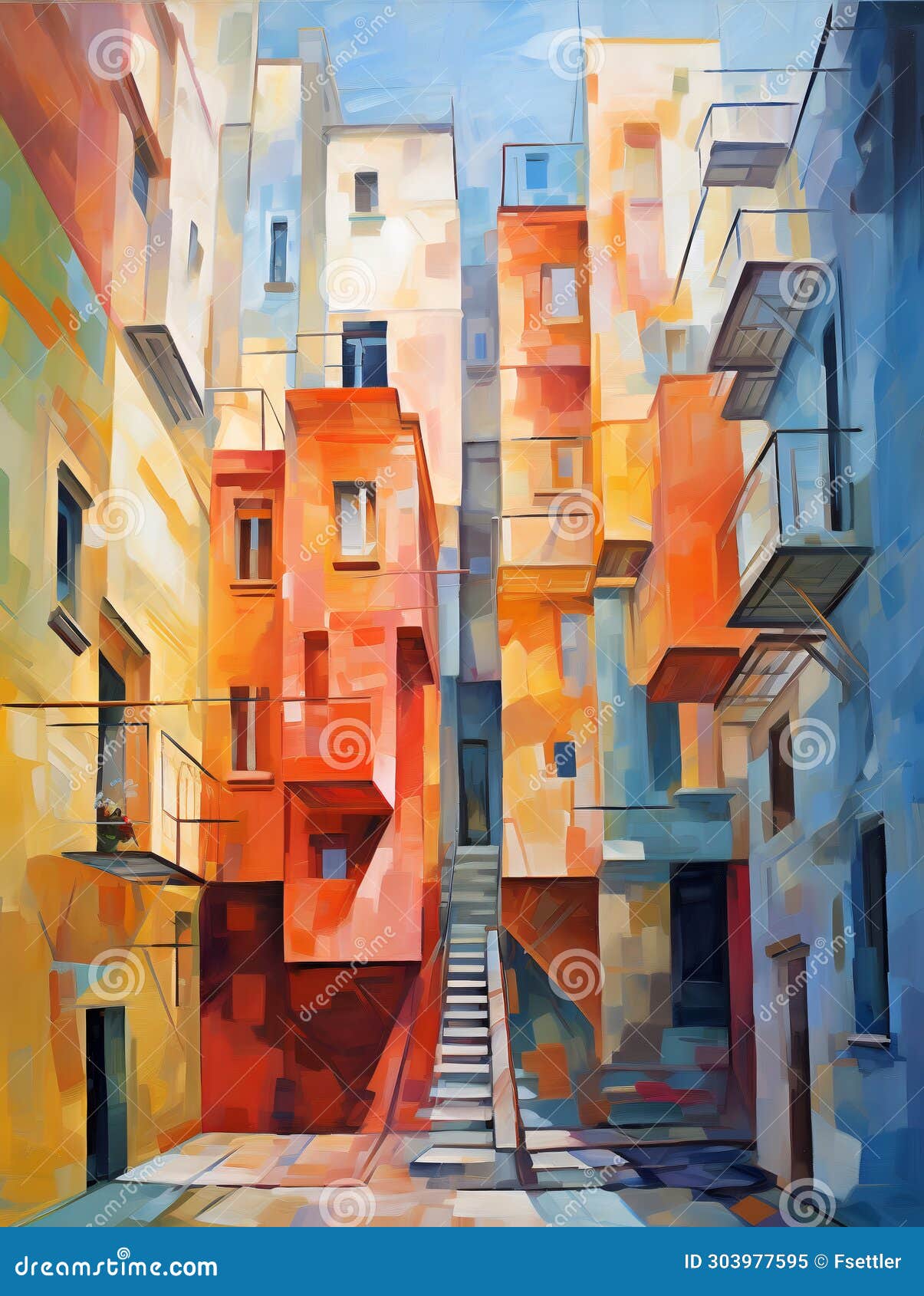 Abstract Architectural Composition. Oil Painting in Impressionism Style ...