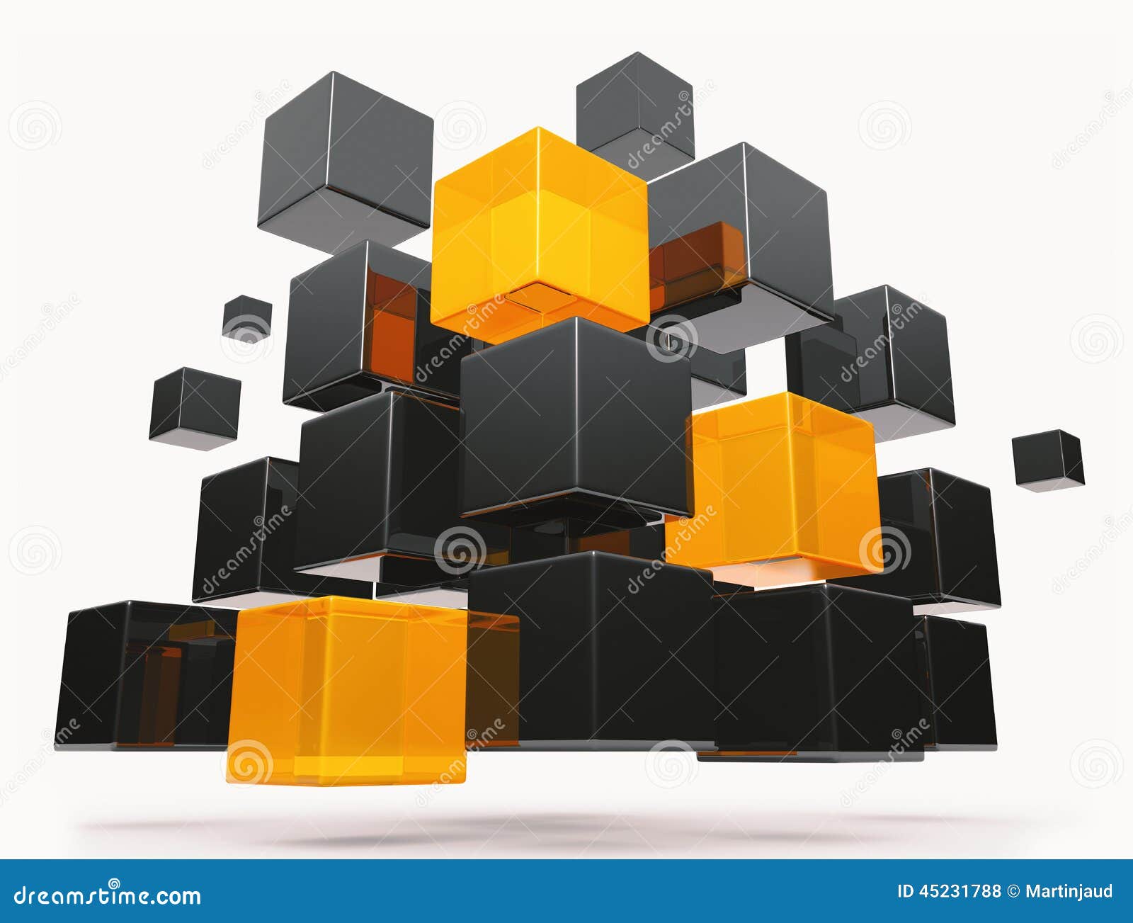 Abstract Architectural 3D of Reflective Cubes Stock Illustration ...