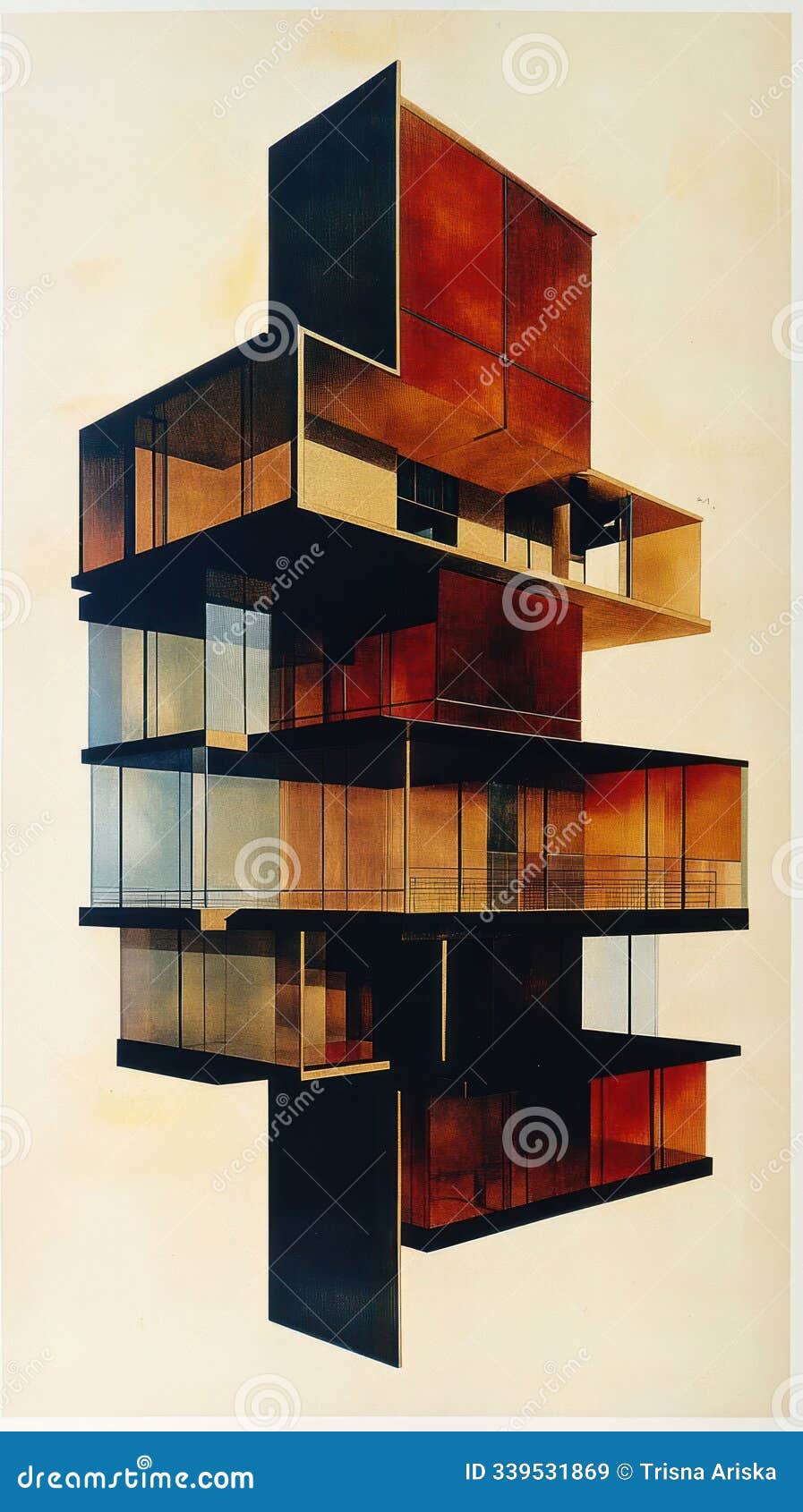 Abstract Architectural Design Featuring Layered Structures with a Mix ...