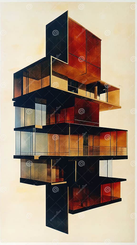 Abstract Architectural Design Featuring Layered Structures with a Mix ...