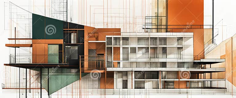 Abstract Architectural Design Showing Modern Building Merging with ...