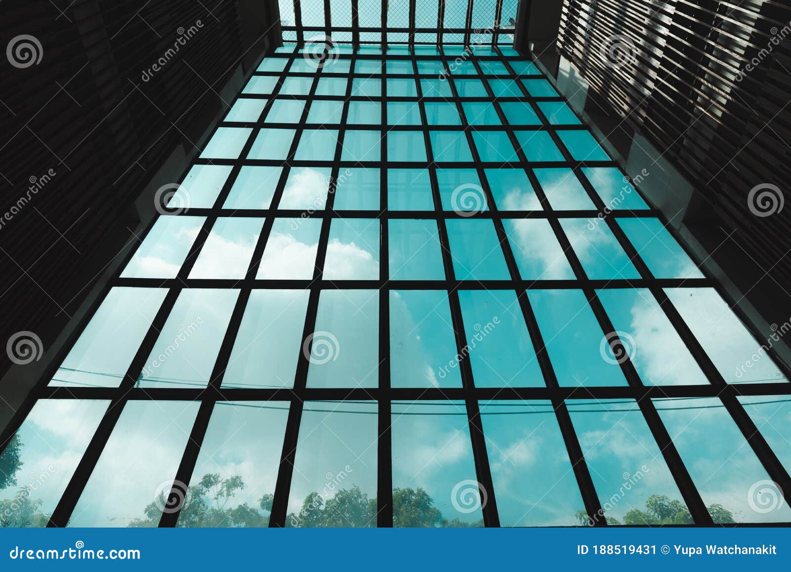 Abstract Architectural Glass Interior of Modern House with Large ...