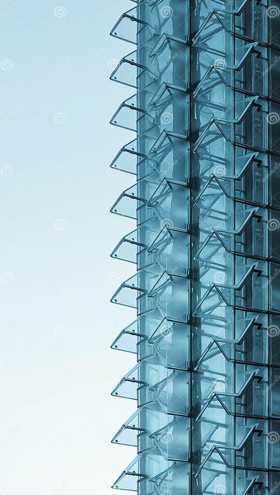 Abstract Architectural Glass Louvers Reflecting Light in a Rhythmic ...