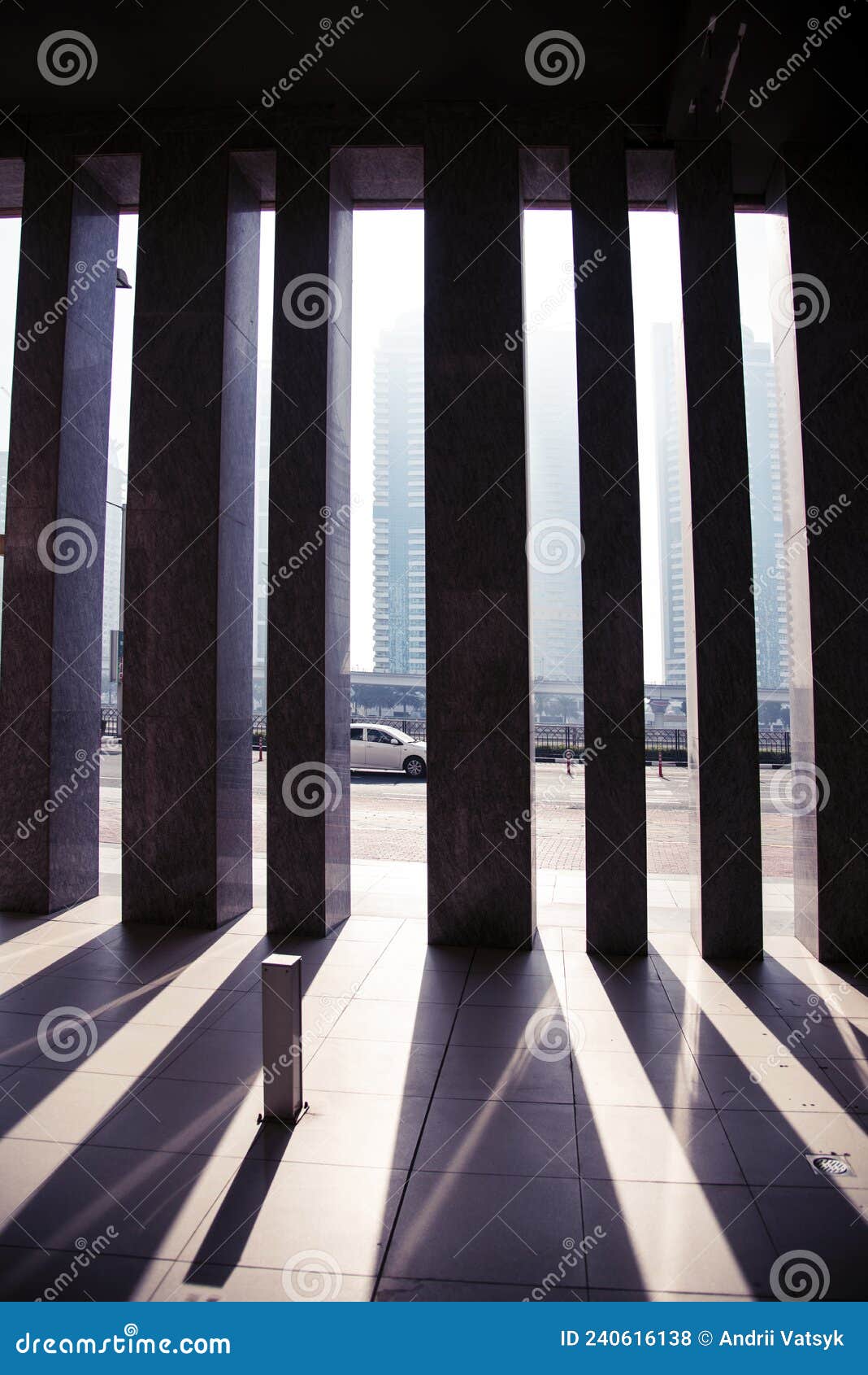 Abstract Architectural Image of a Row of Columns on a Light Background ...