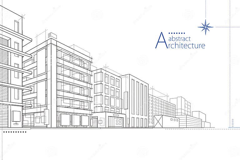 Abstract Architectural Modern Urban Line Drawing Stock Illustration ...