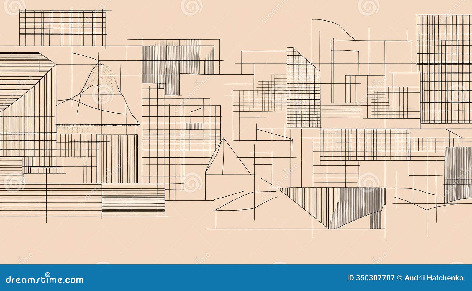 Abstract Architectural Pattern Featuring Minimal Line Drawings of ...