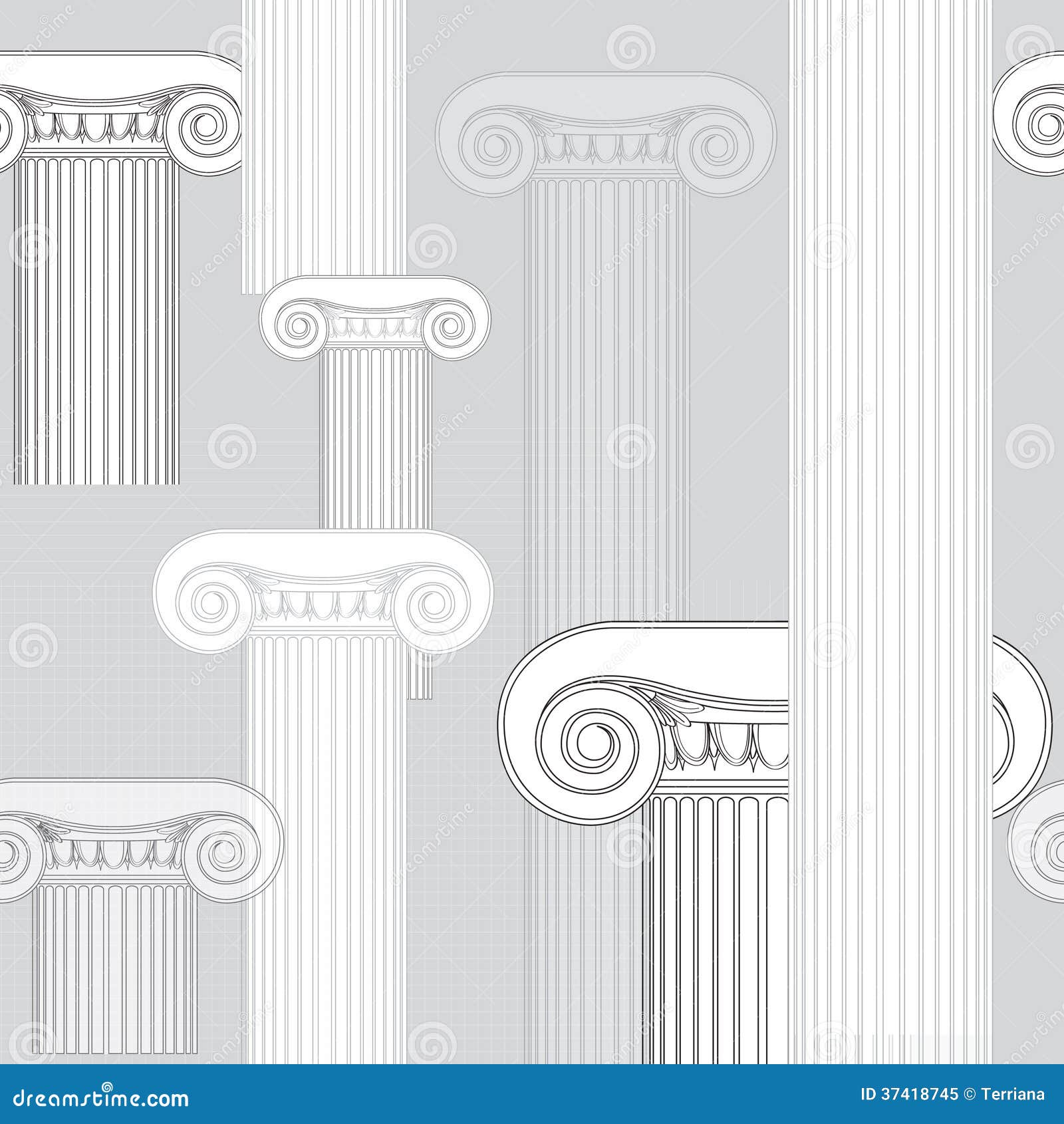 Abstract Architectural Pattern. Ionic Columns Seamless Texture Stock ...