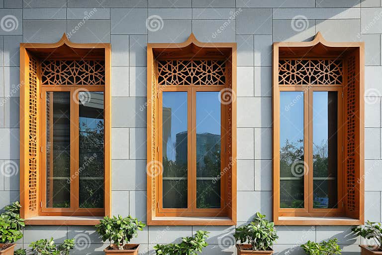 Abstract Architectural Pattern of Windows and Exterior Design Stock ...
