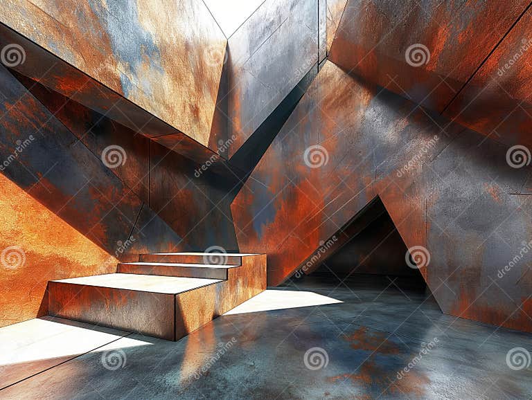 Abstract Architectural Space with Geometric Shapes Stock Photo - Image ...