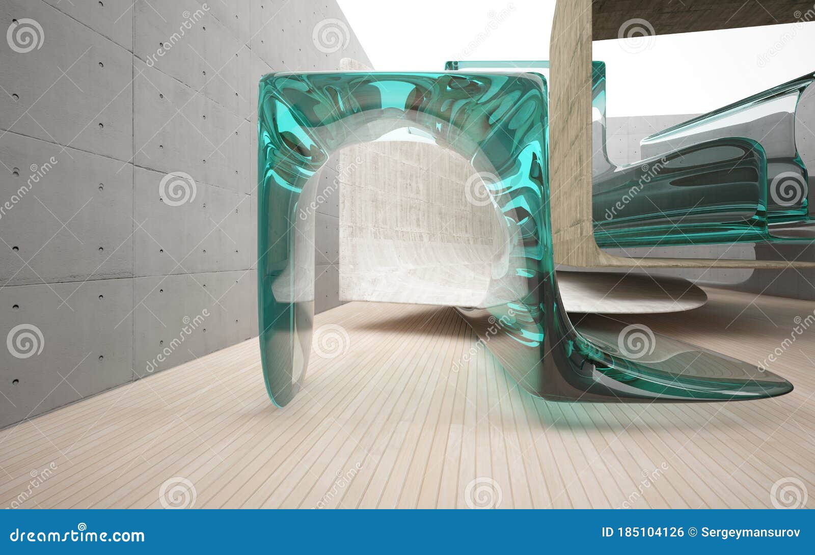 Abstract Architectural Wood and Glass Interior from an Array of Spheres ...