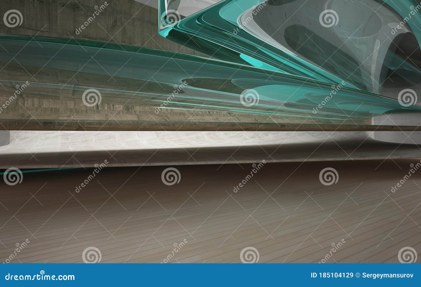 Abstract Architectural Wood and Glass Interior from an Array of Spheres ...