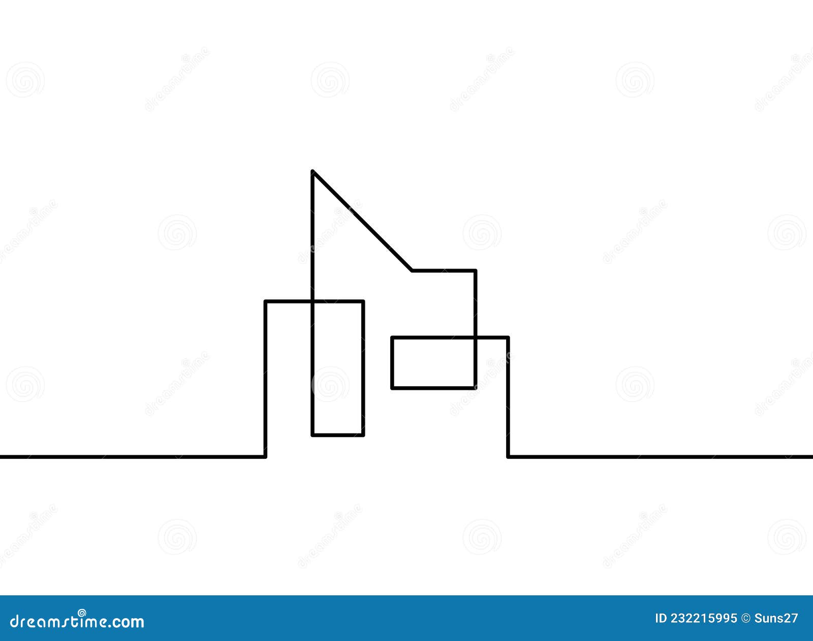 Abstract Architecture As Continuous Lines Drawing Stock Vector ...