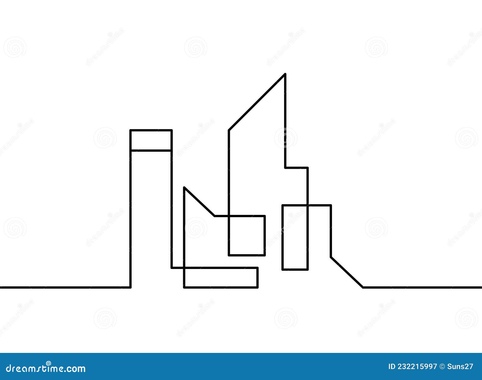 Abstract Architecture As Continuous Lines Drawing Stock Vector ...