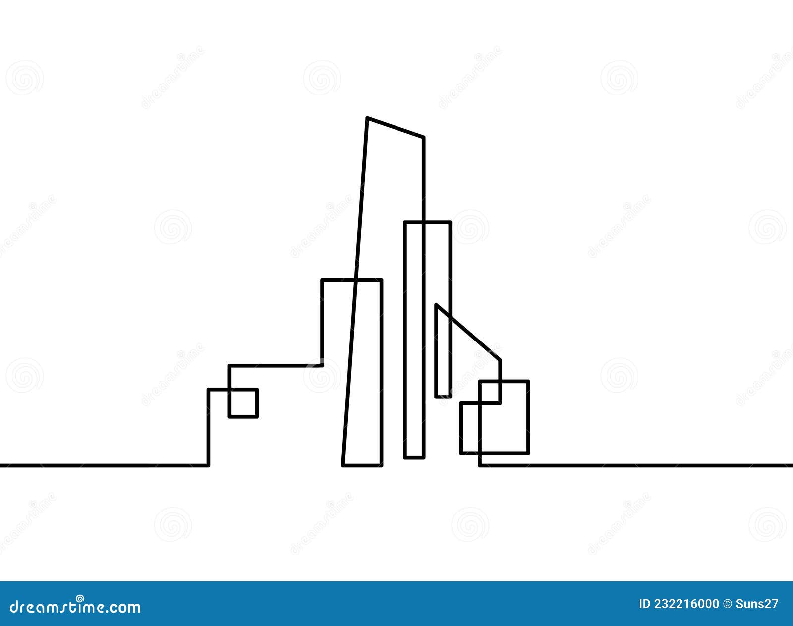 Abstract Architecture As Continuous Lines Drawing Stock Vector ...