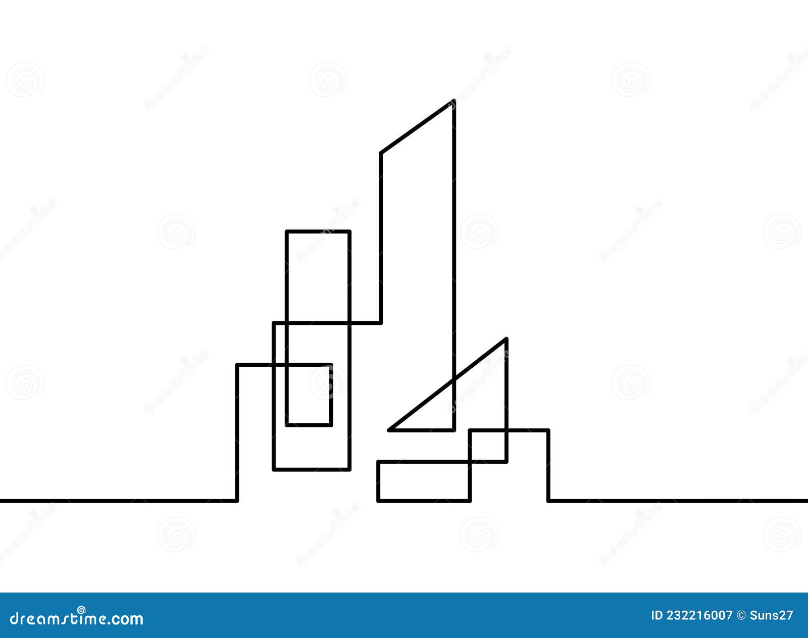 Abstract Architecture As Continuous Lines Drawing Stock Vector ...