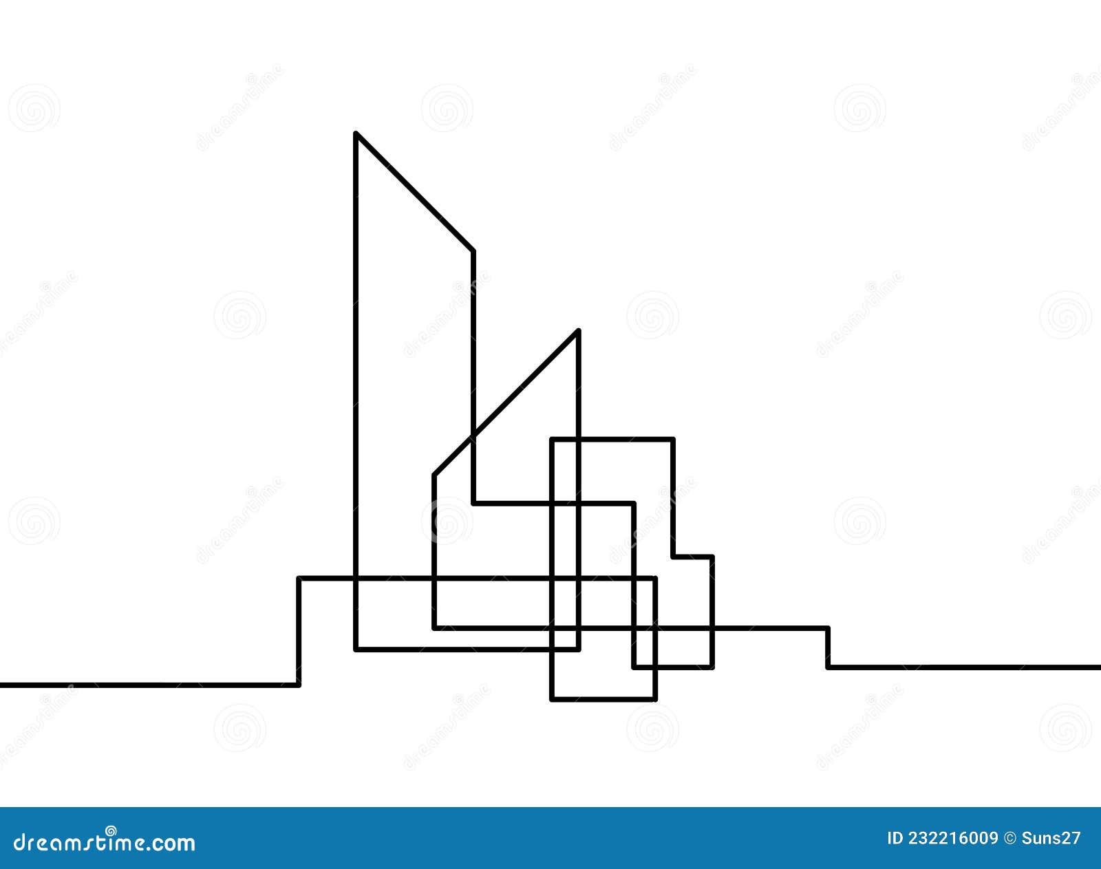 Abstract Architecture As Continuous Lines Drawing Stock Vector ...