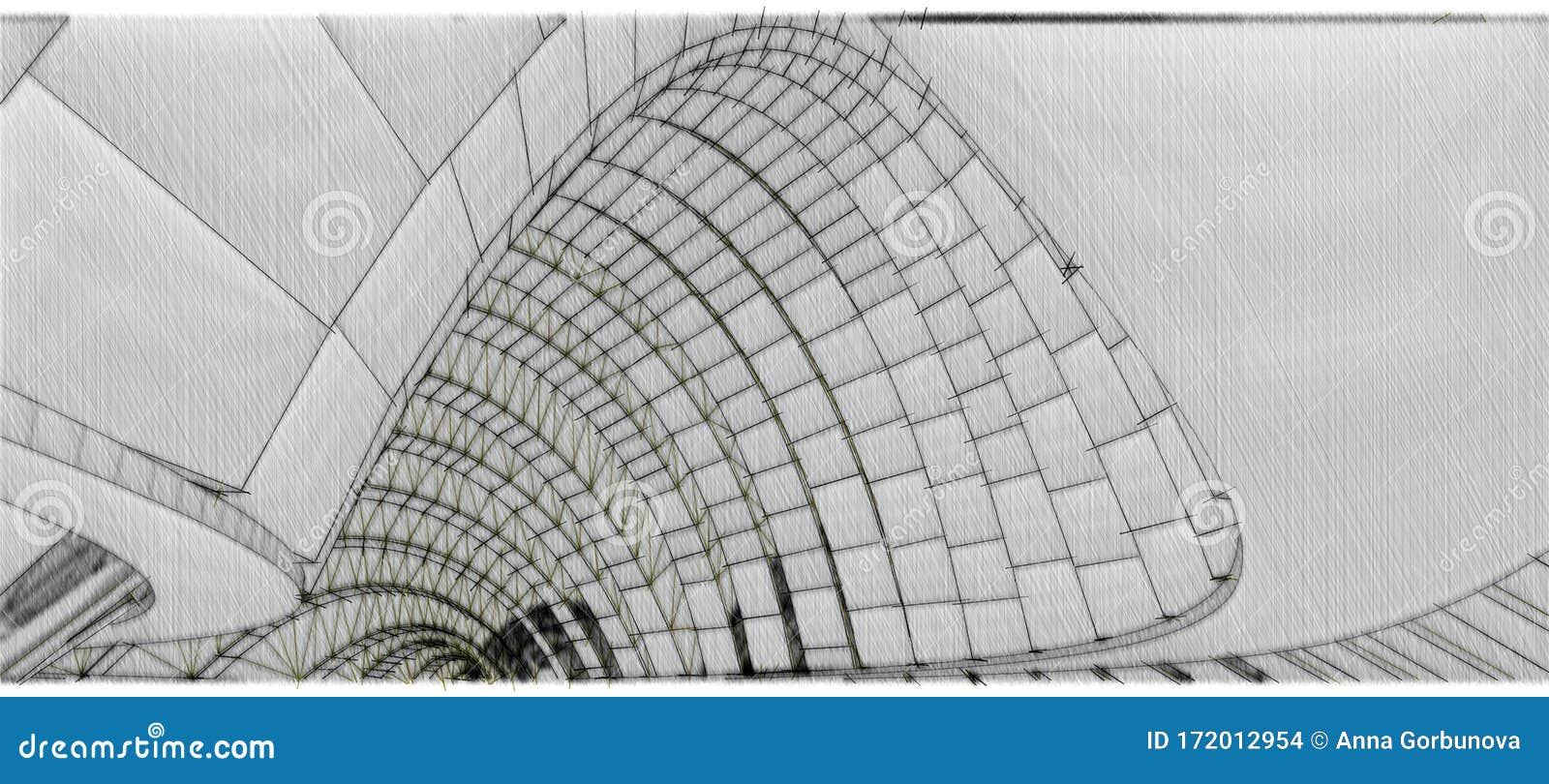 Abstract Architecture Background Arched Interior Linear Drawing 3d ...
