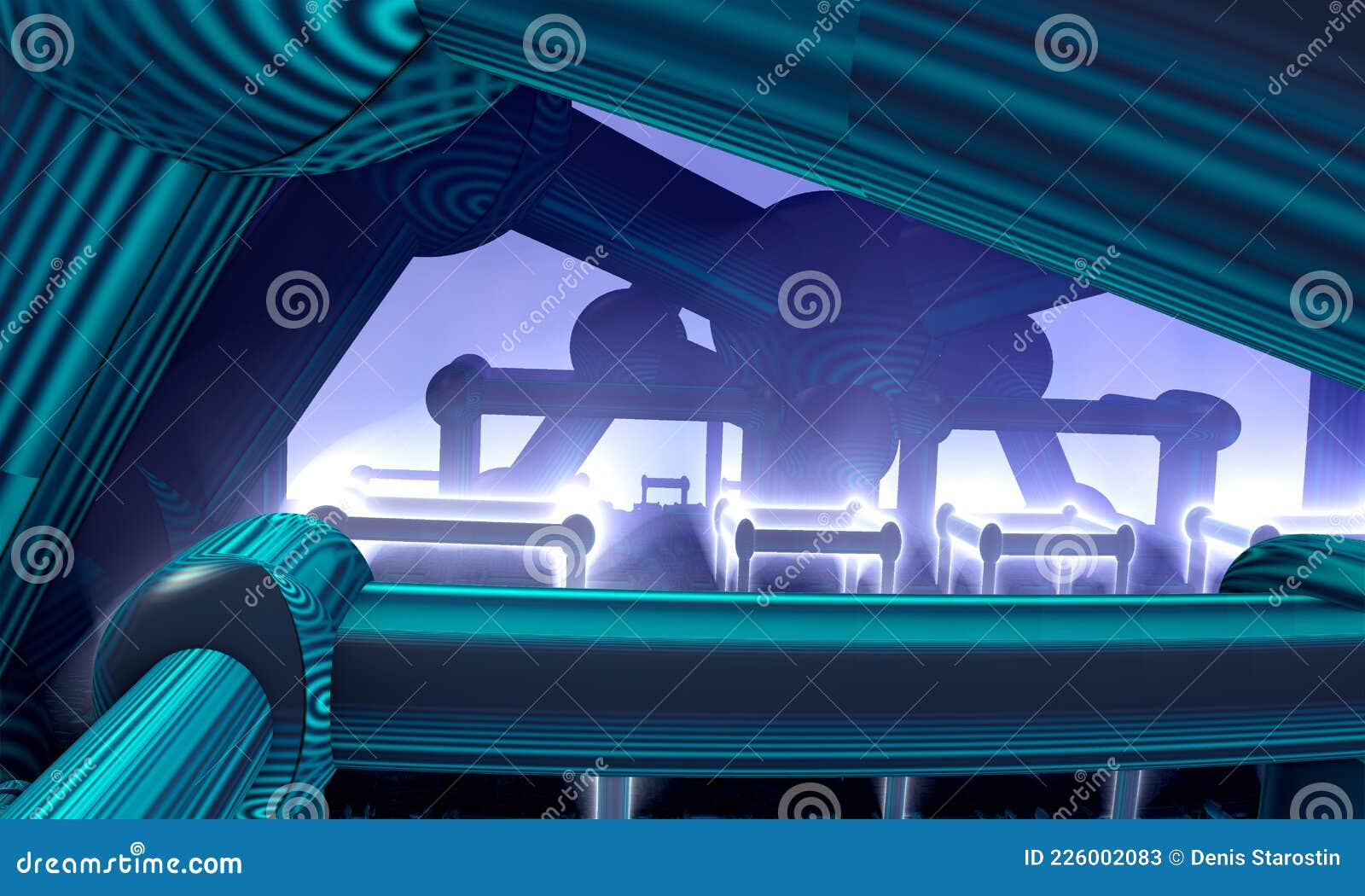 Abstract Architecture Background Drowning in Fog. 3d Rendering. Stock ...