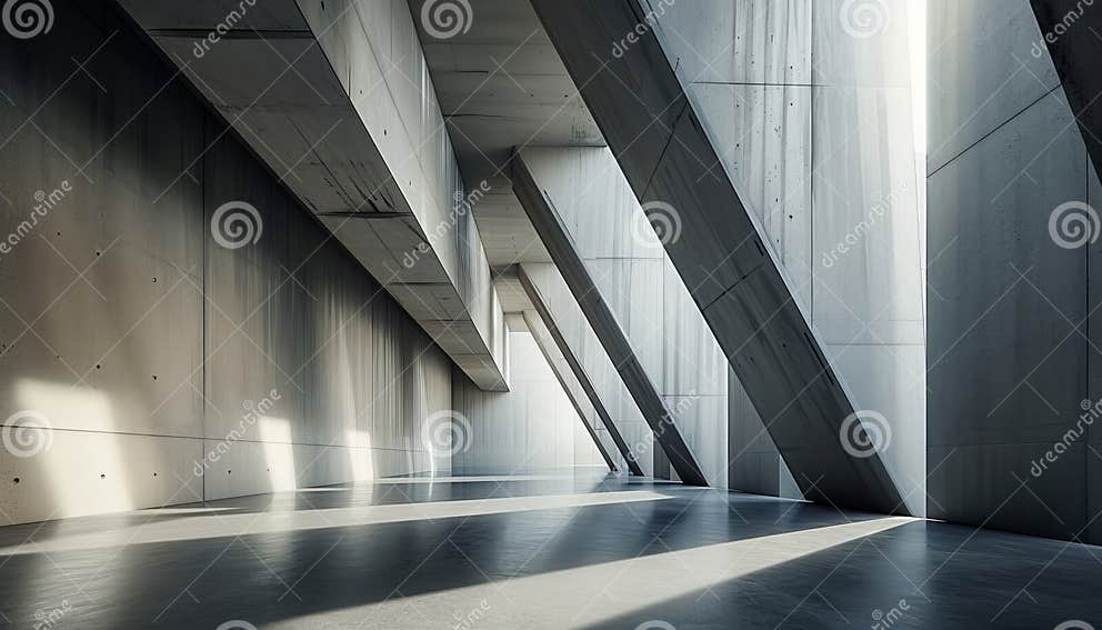 Abstract Architecture Background, Empty Rough Concrete Interior with ...