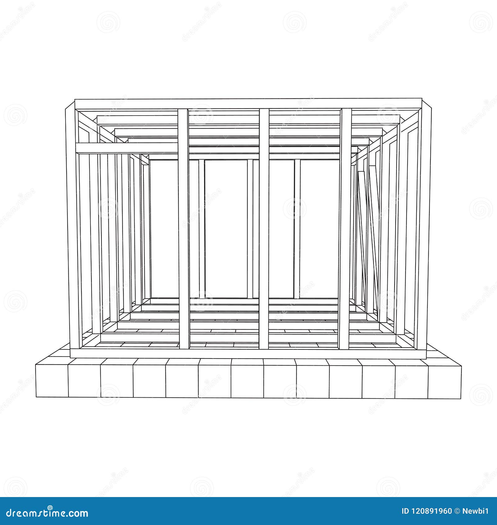 Wireframe framing house stock vector. Illustration of architectural ...