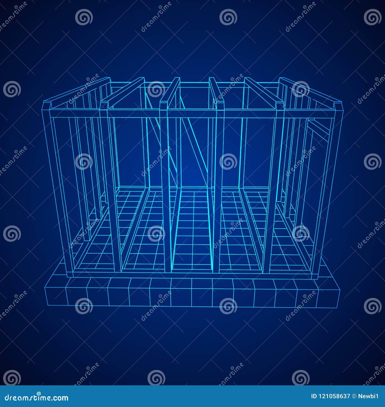 Wireframe framing house stock vector. Illustration of exterior - 121058637