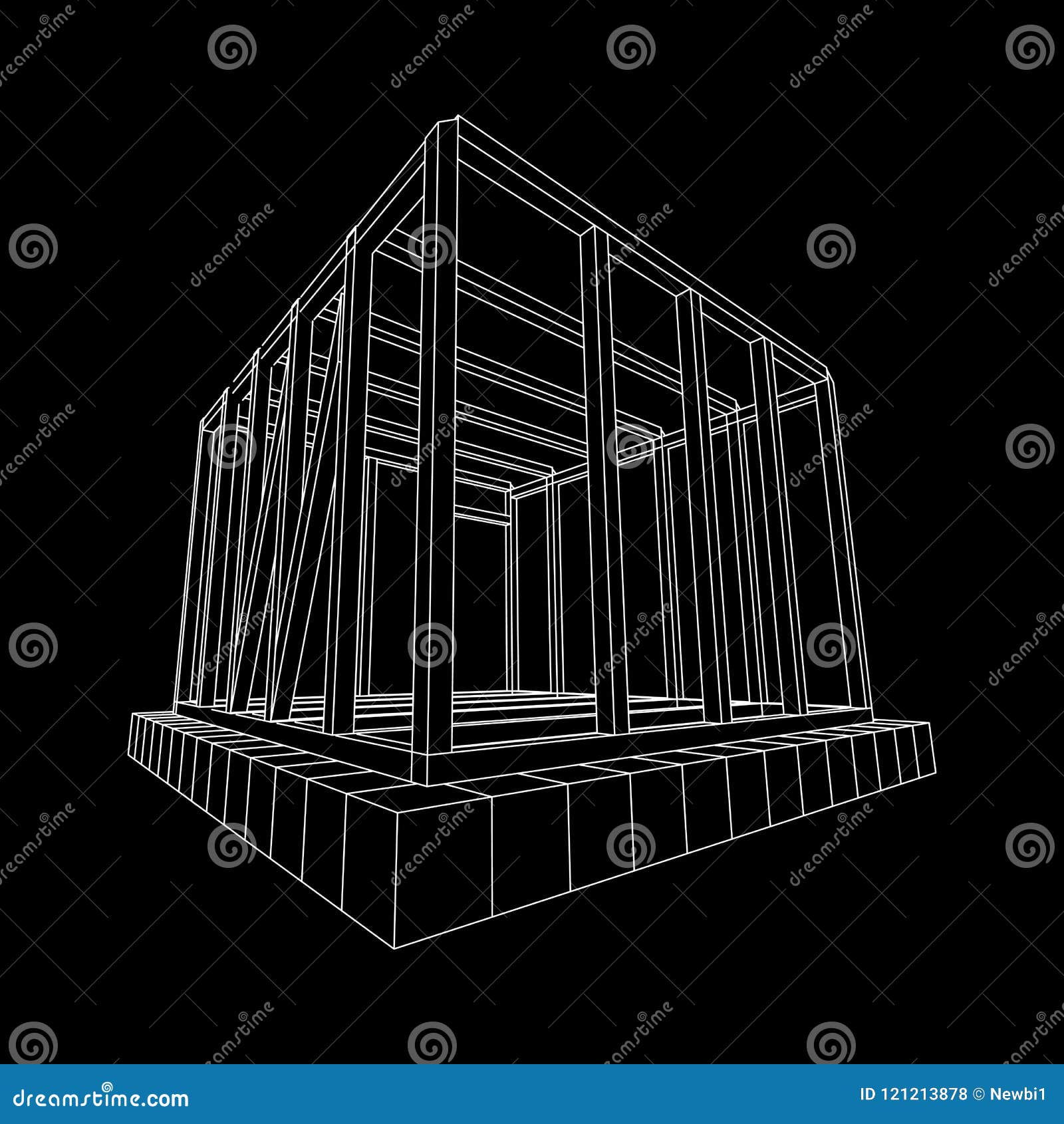 Wireframe framing house stock vector. Illustration of mesh - 121213878