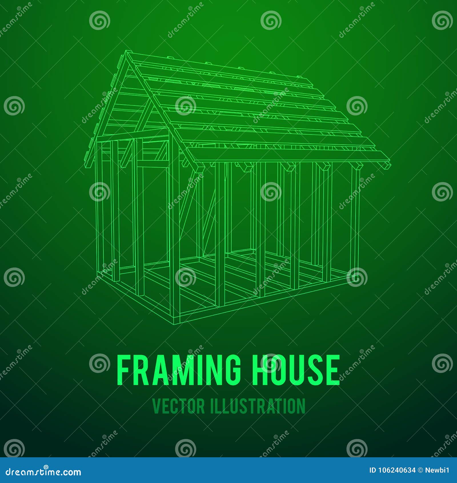 Wireframe framing house stock vector. Illustration of abstract - 106240634