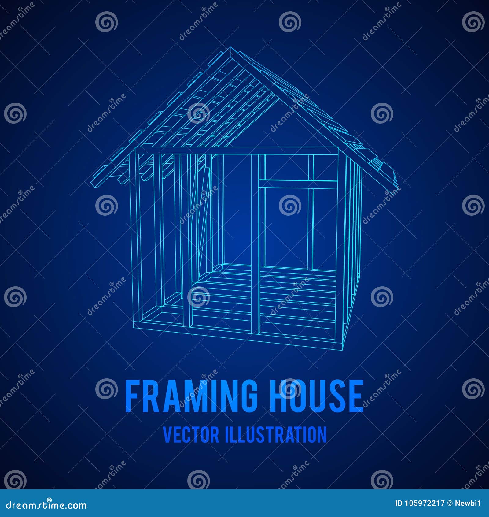 Wireframe framing house stock vector. Illustration of framework - 105972217