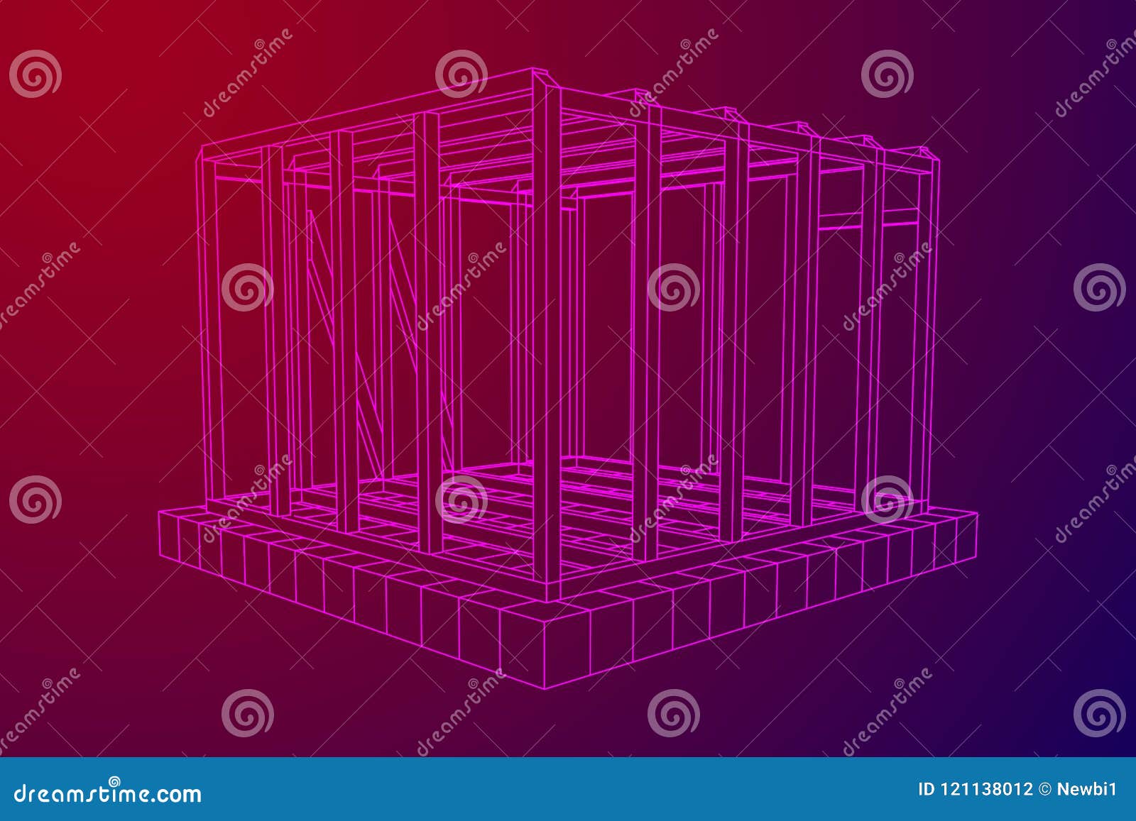 Wireframe framing house stock vector. Illustration of design - 121138012