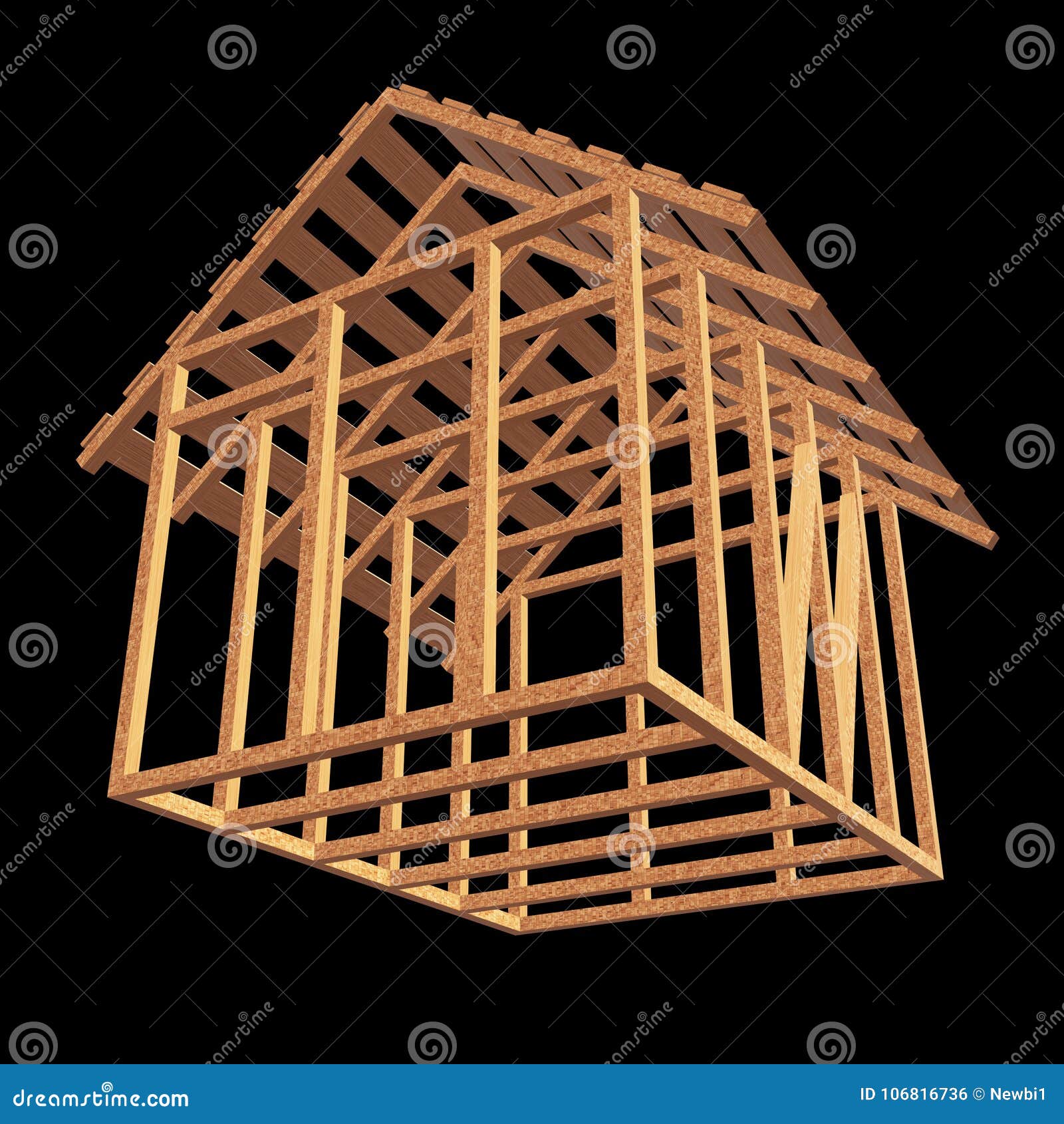Wooden framing house stock illustration. Illustration of architectural ...