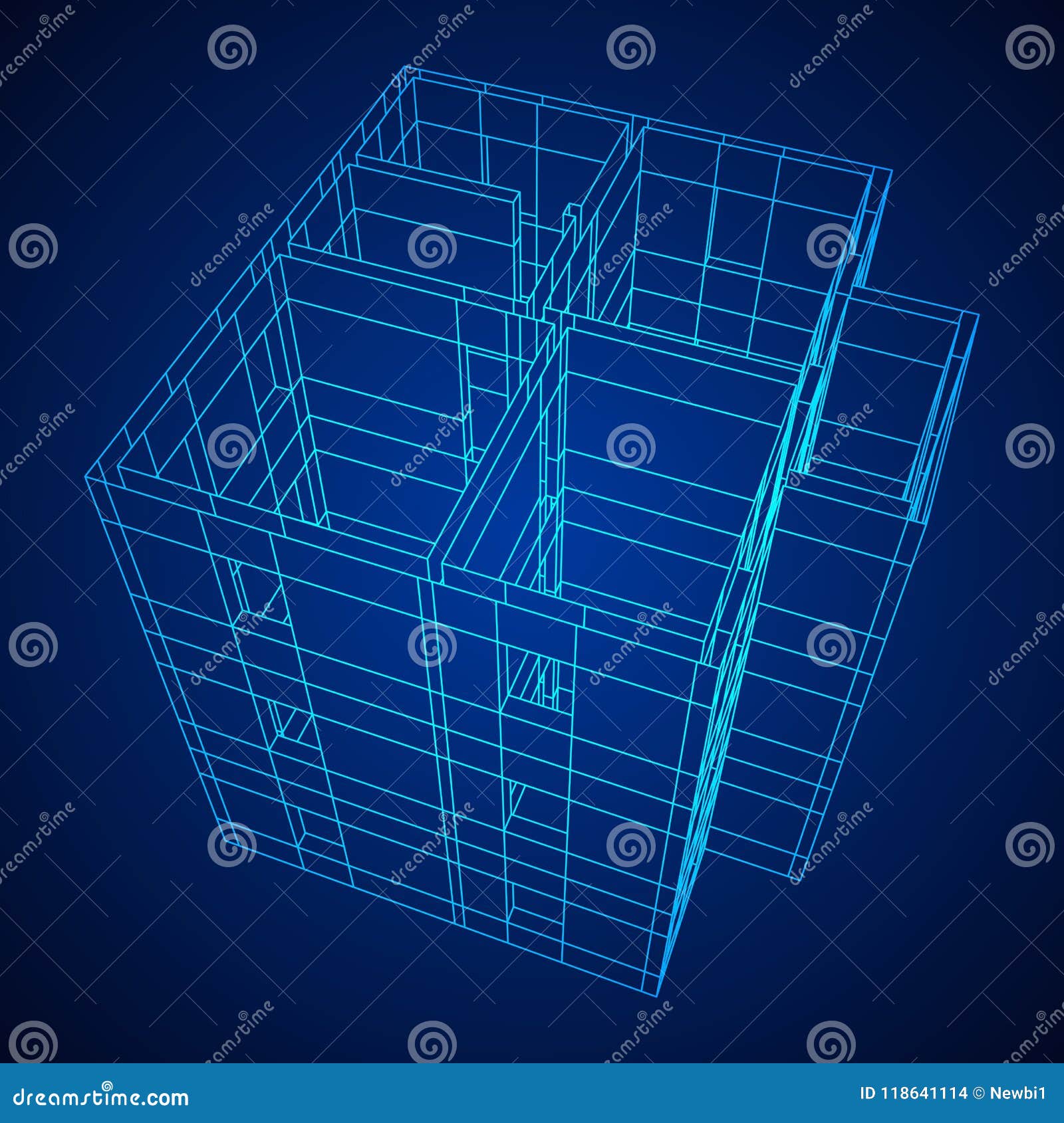Wireframe Architecture Building. Stock Vector - Illustration of ...