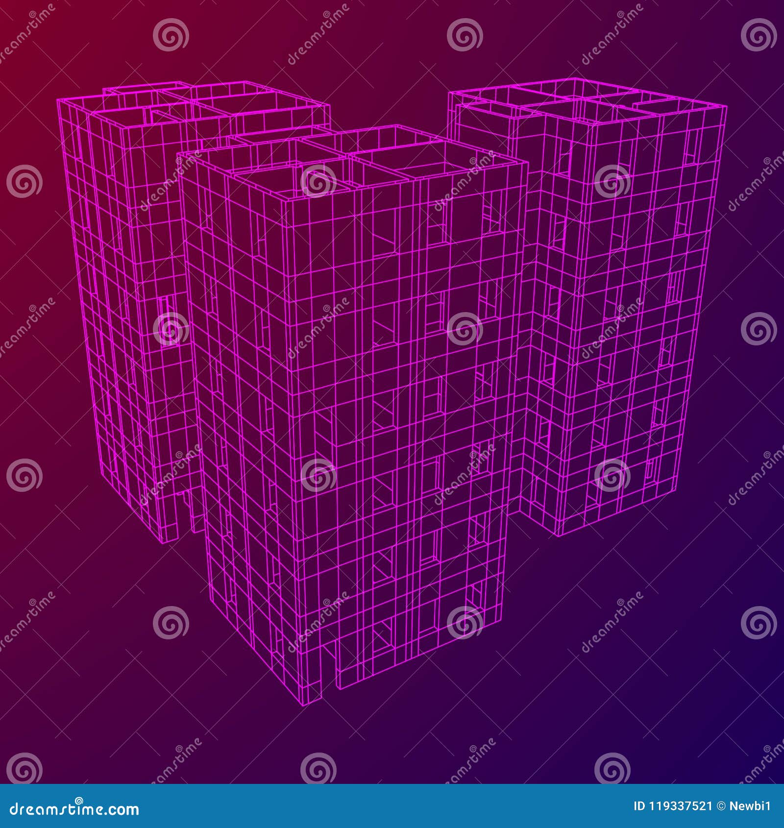 Wireframe Architecture Building. Stock Vector - Illustration of graphic ...