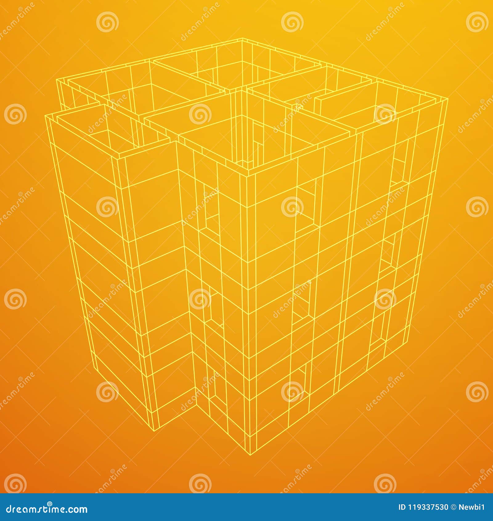 Wireframe Architecture Building. Stock Vector - Illustration of ...