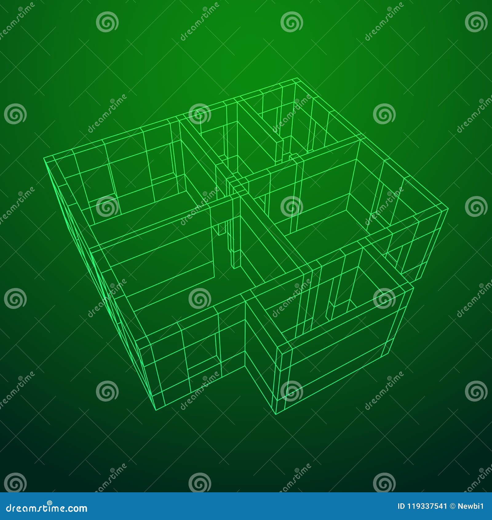 Wireframe Architecture Building. Stock Vector - Illustration of poly ...