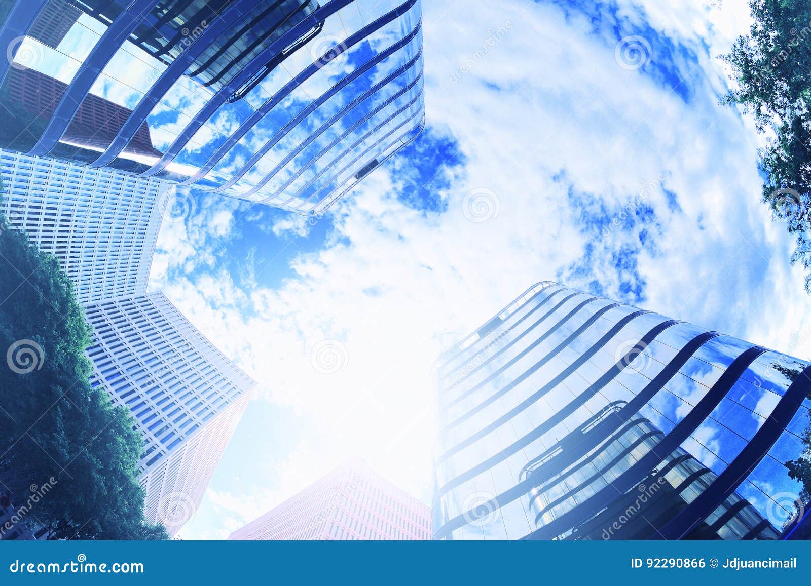 Abstract Architecture Building with Some Skyscrapers from Below. Cloud ...