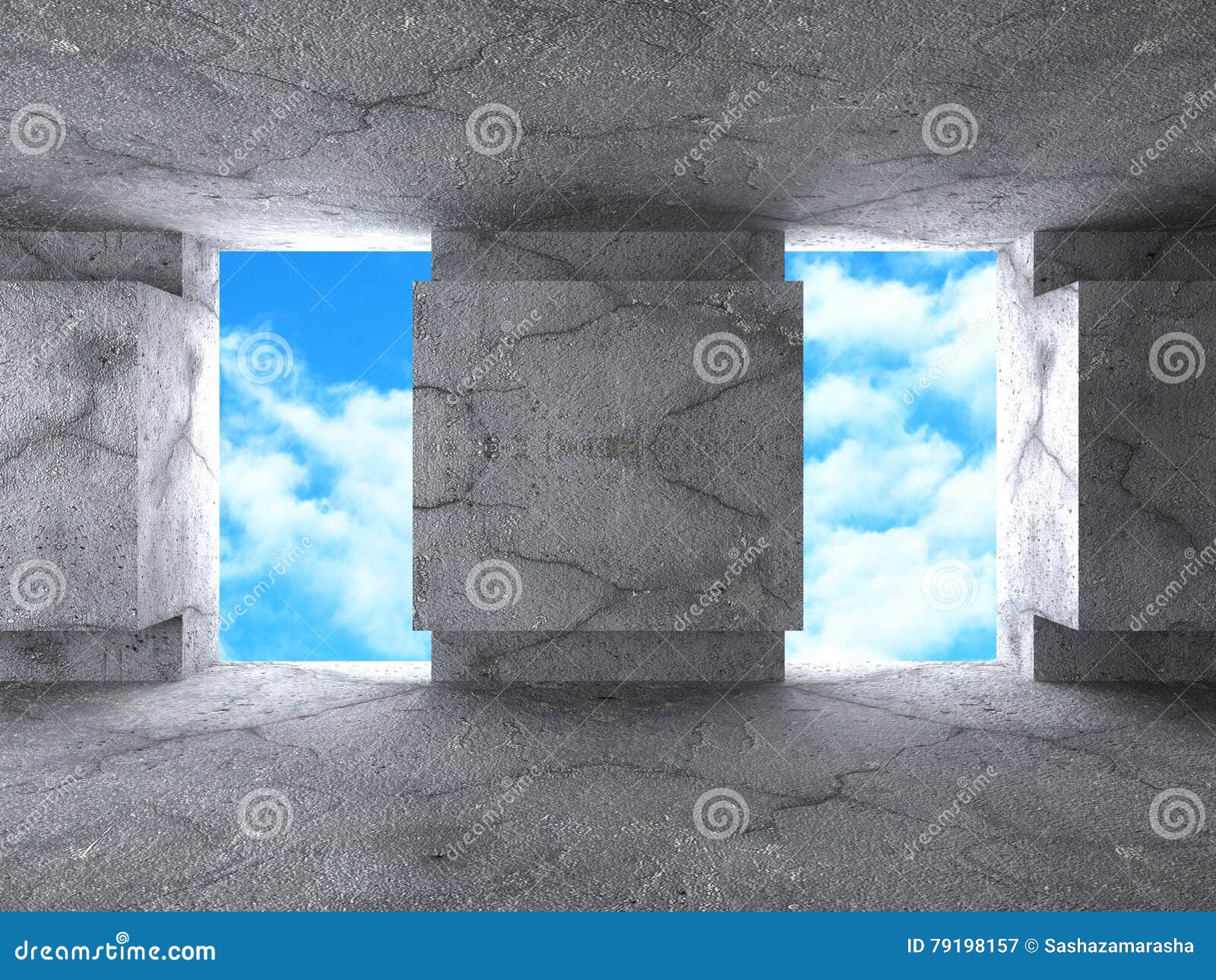 Abstract Architecture Concrete Building on Sky Background Stock Image ...
