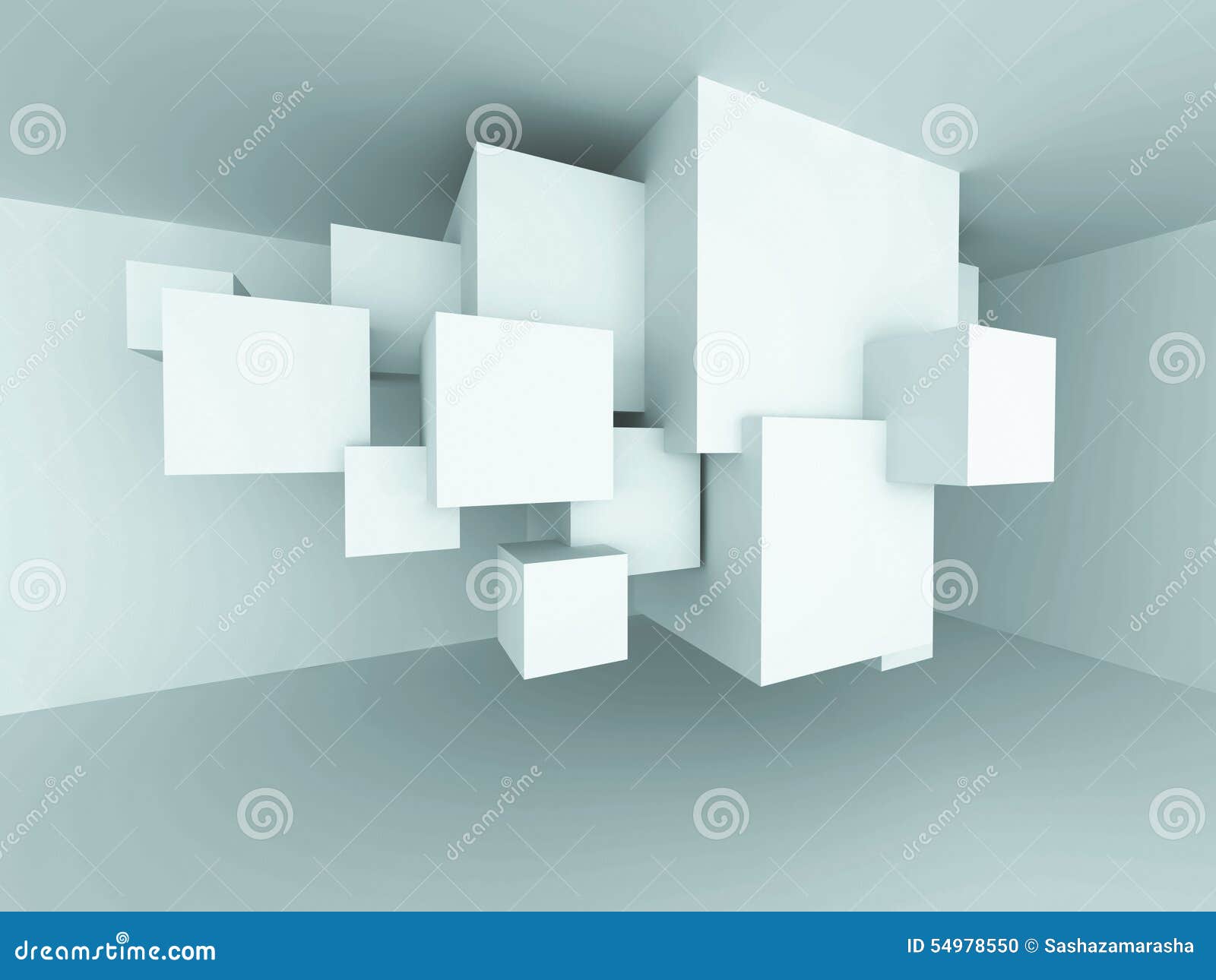 Abstract Architecture Cube Blocks Design Room Interior Background Stock ...