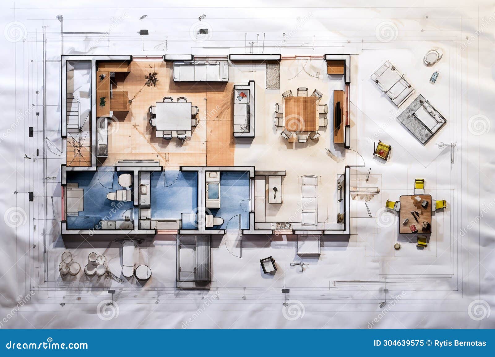 Abstract Architecture Drawing and Planning Background Illustration ...