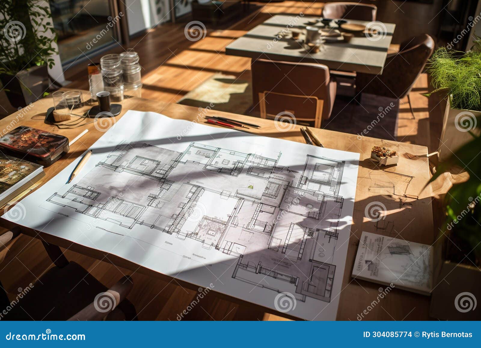 Abstract Architecture Drawing and Planning Background Illustration ...