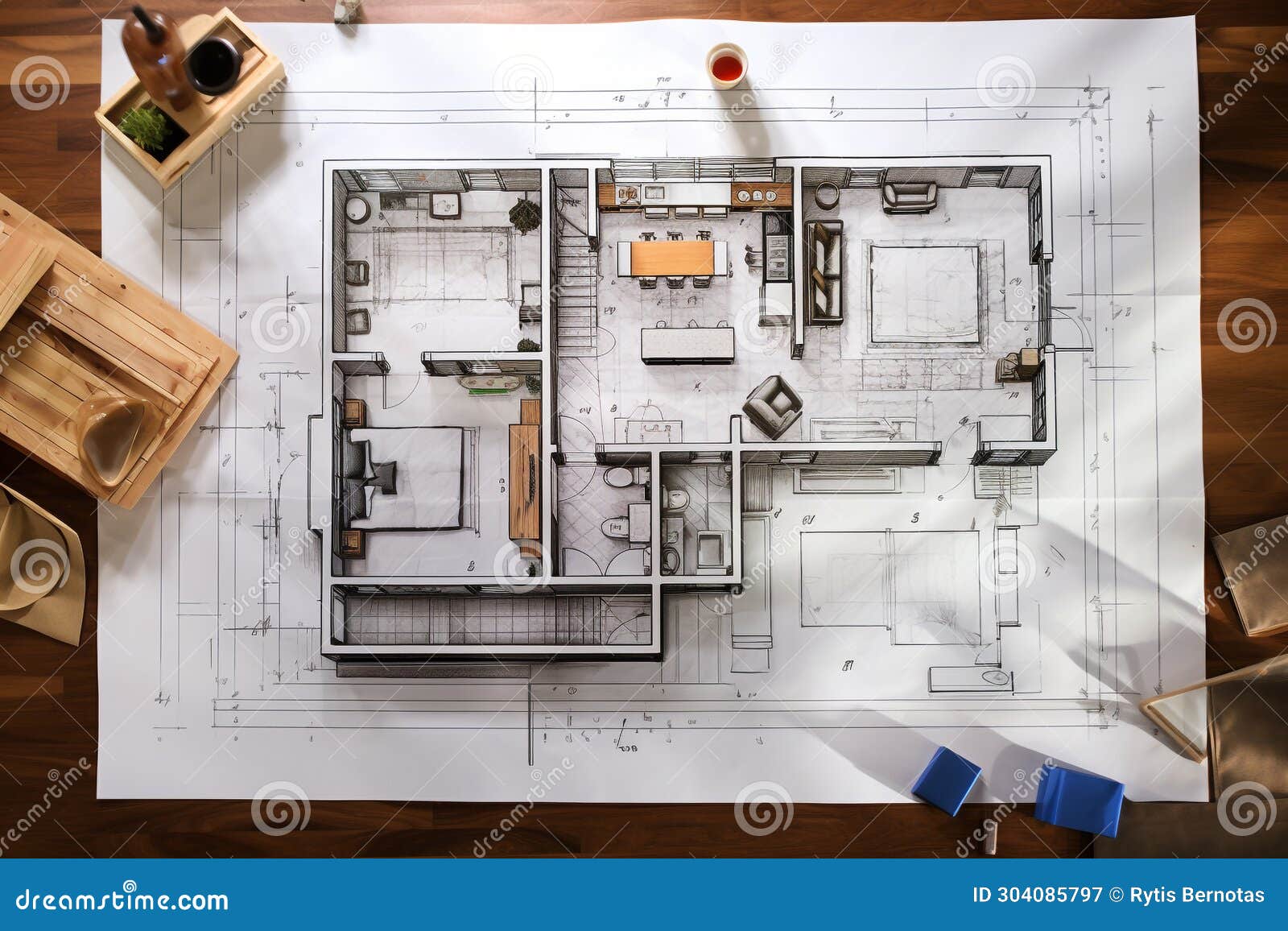 Abstract Architecture Drawing and Planning Background Illustration ...