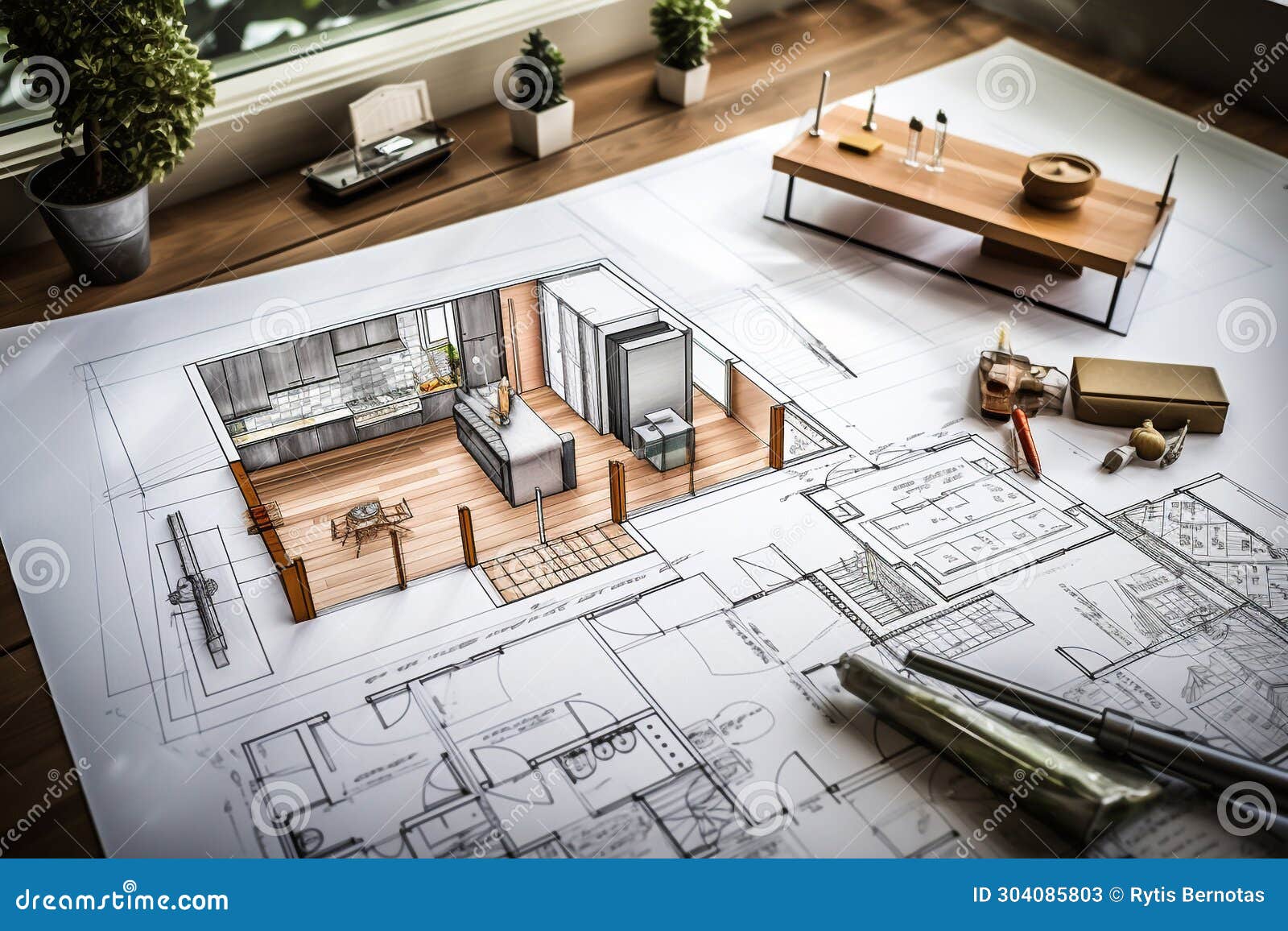 Abstract Architecture Drawing and Planning Background Illustration ...