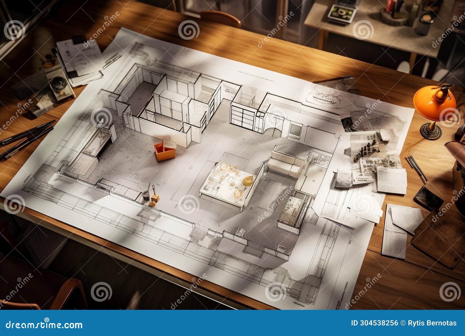 Abstract Architecture Drawing and Planning Background Illustration ...