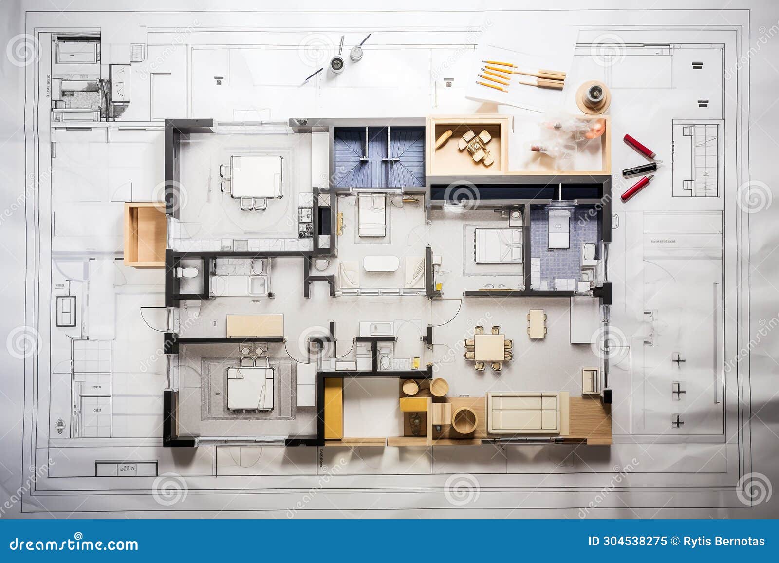 Abstract Architecture Drawing and Planning Background Illustration ...