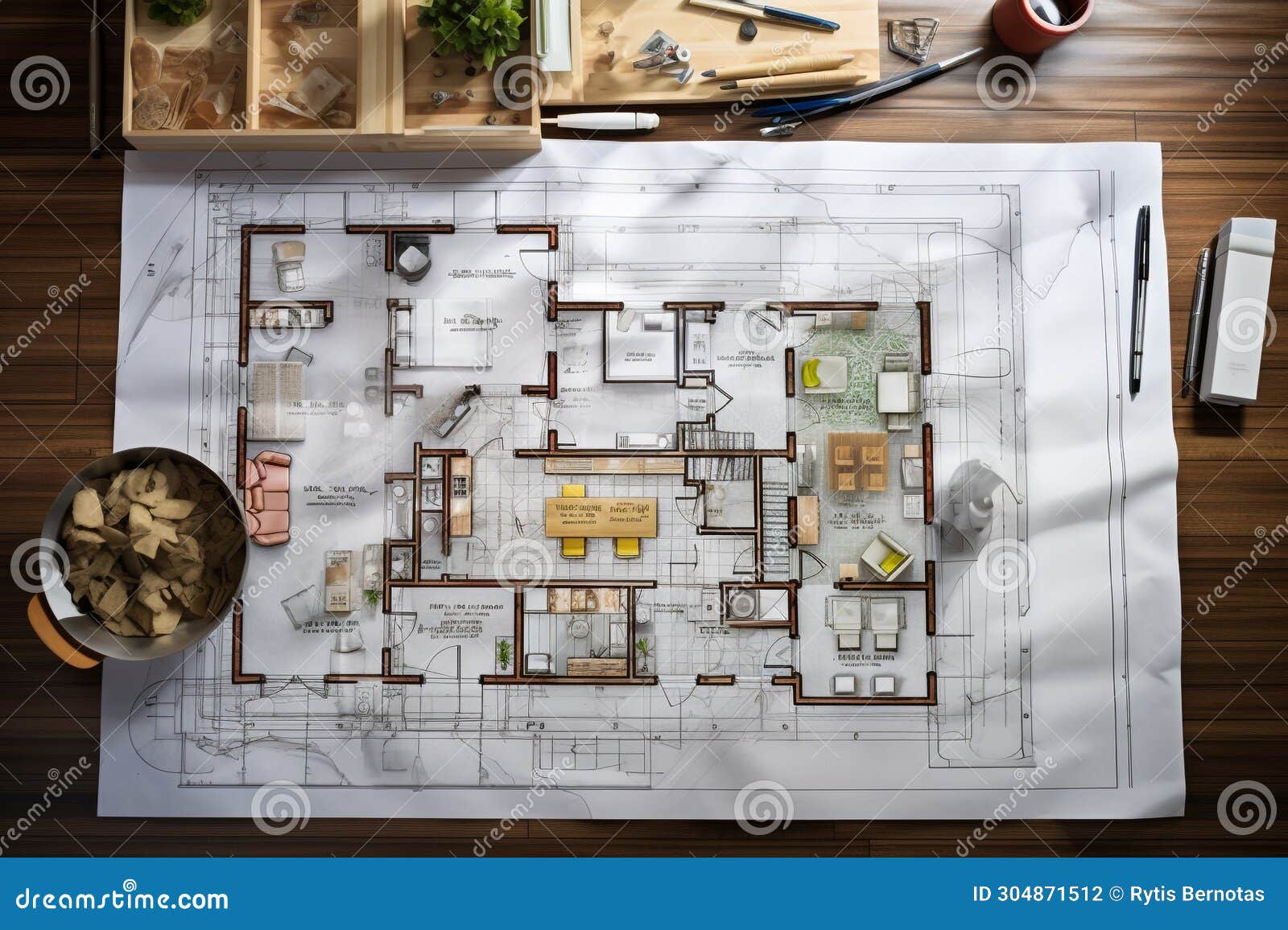 Abstract Architecture Drawing and Planning Background Illustration ...