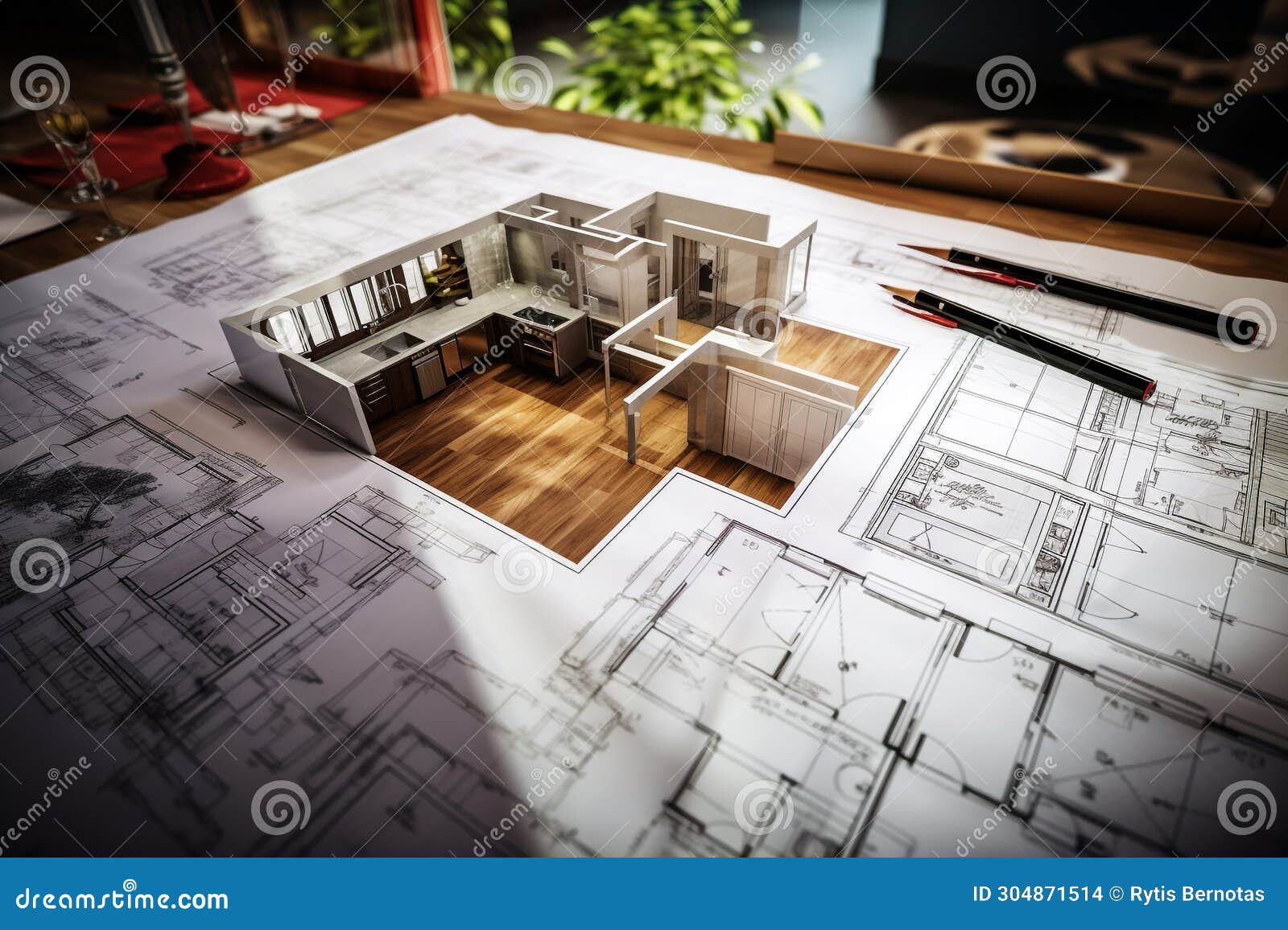 Abstract Architecture Drawing and Planning Background Illustration ...
