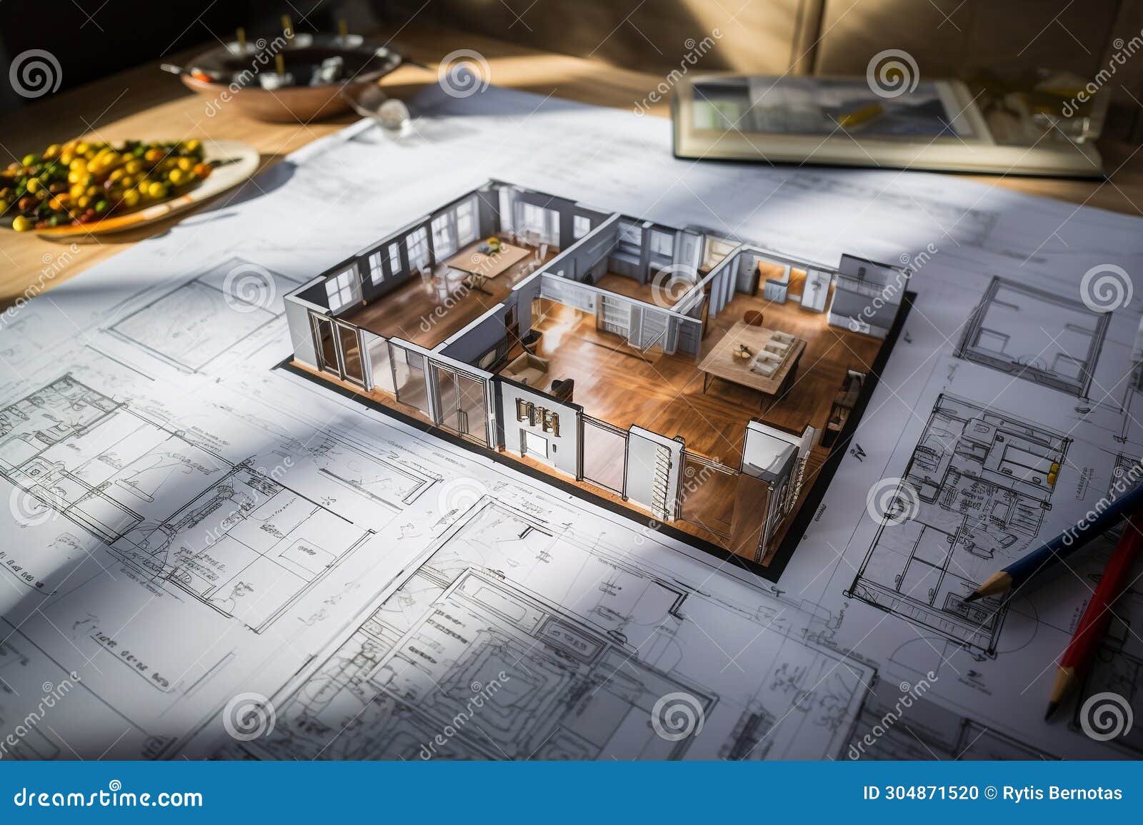 Abstract Architecture Drawing and Planning Background Illustration ...