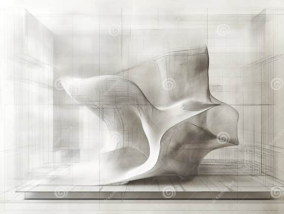 Abstract Architecture, Dynamic Form, Light and Shadow Interplay, Generative AI Stock ...