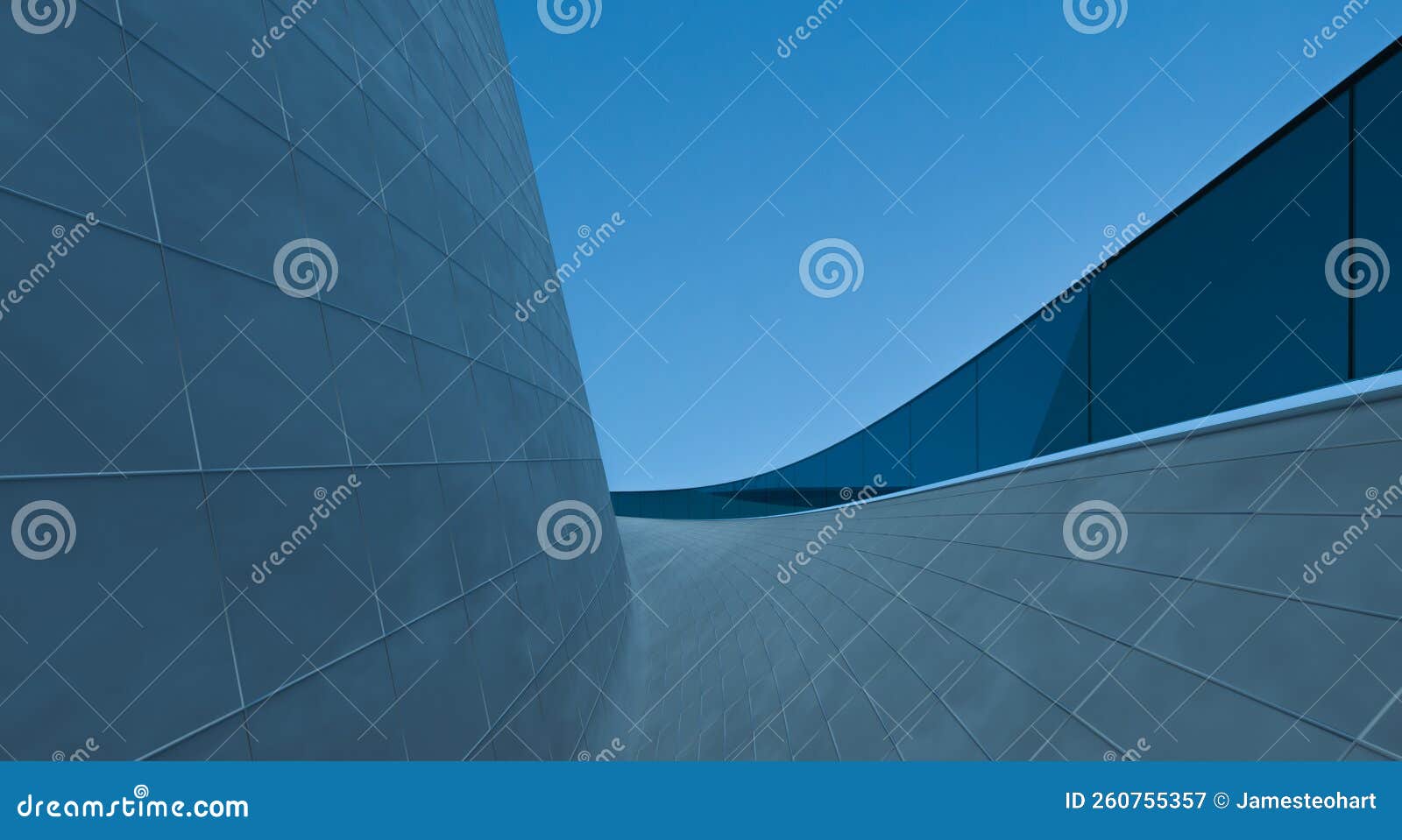 Abstract Architecture Exterior With Futuristic Streamlined Design Stock ...