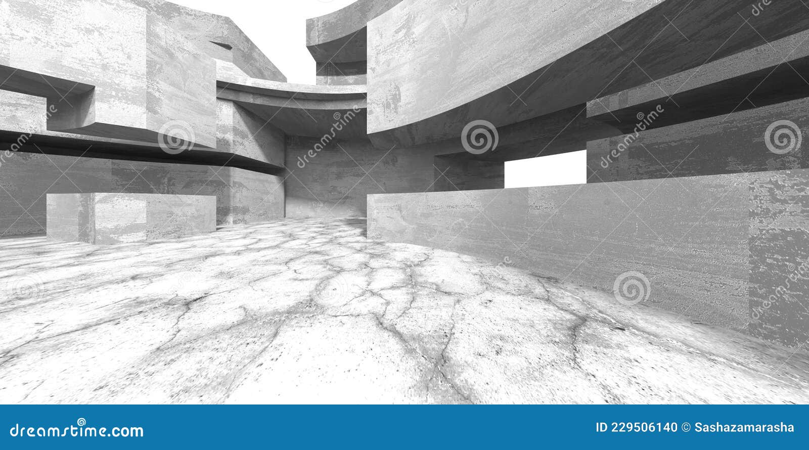 Abstract Architecture Interior Background. Empty Concrete Room Stock ...