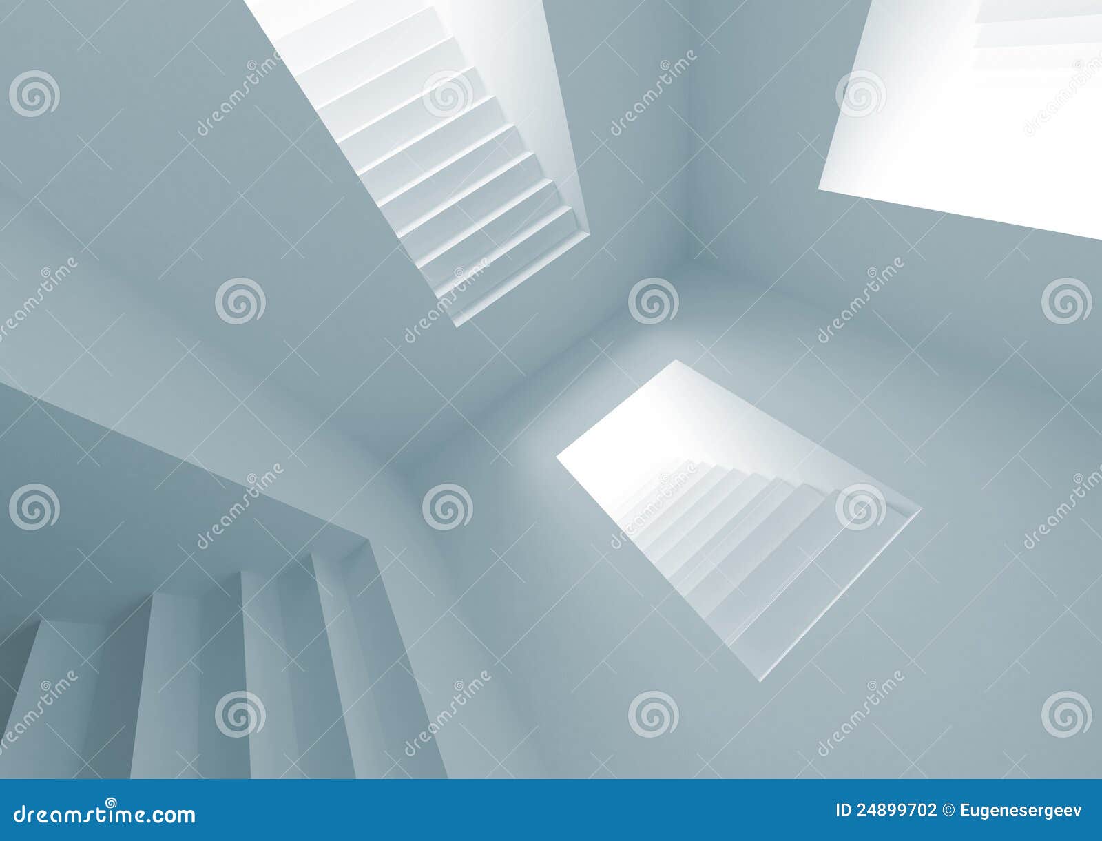 Abstract Architecture Interior with Lighting Stair Stock Illustration ...